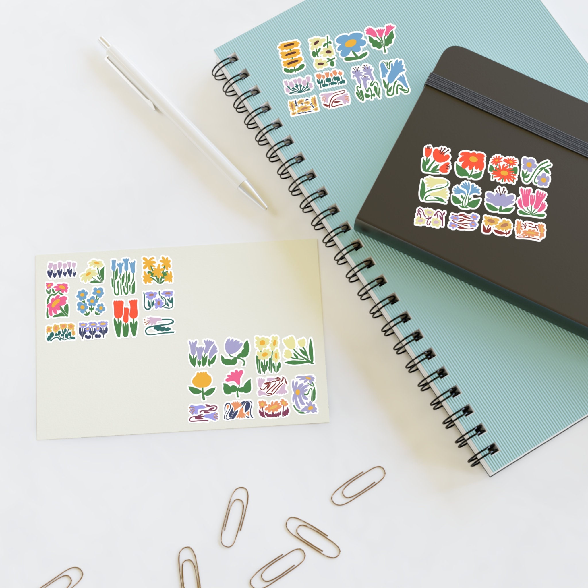 Aesthetic Flower Journaling and Scrapbooking Sticker Sheet, Pack of 44 ...