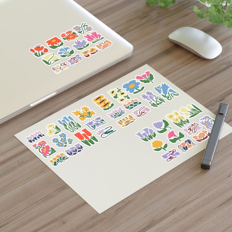 Aesthetic Flower Journaling and Scrapbooking Sticker Sheet, Pack of 44 ...