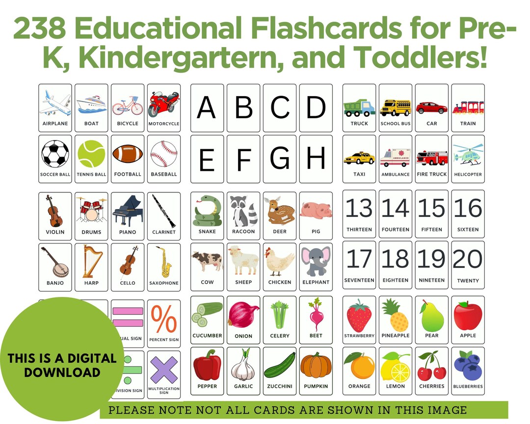Flashcards for Kids Printable, Pre-k Activities, Kindergarten ...