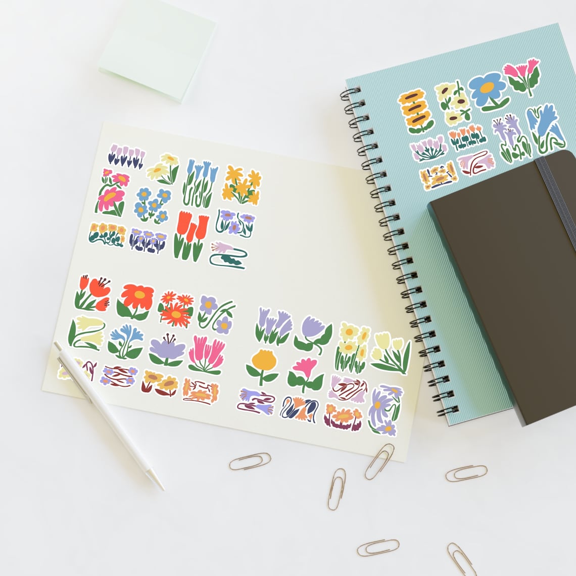 Aesthetic Flower Journaling and Scrapbooking Sticker Sheet, Pack of 44 ...