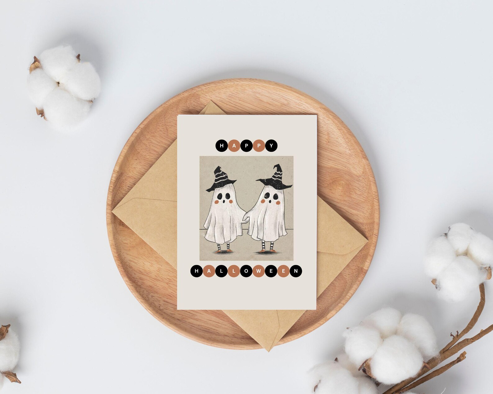 Halloween Ghost Card, Cute Printable Blank Halloween Greeting Card ...