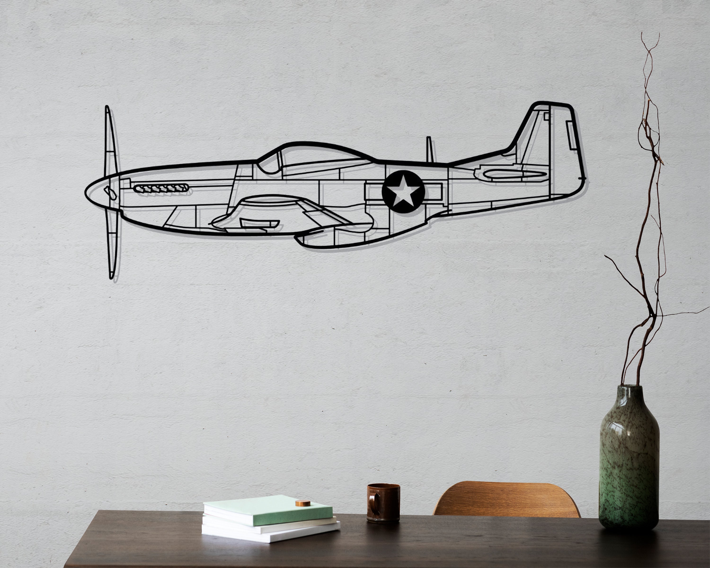 P-51 Mustang Silhouette Metal Wall Art Airplane Silhouette - Etsy