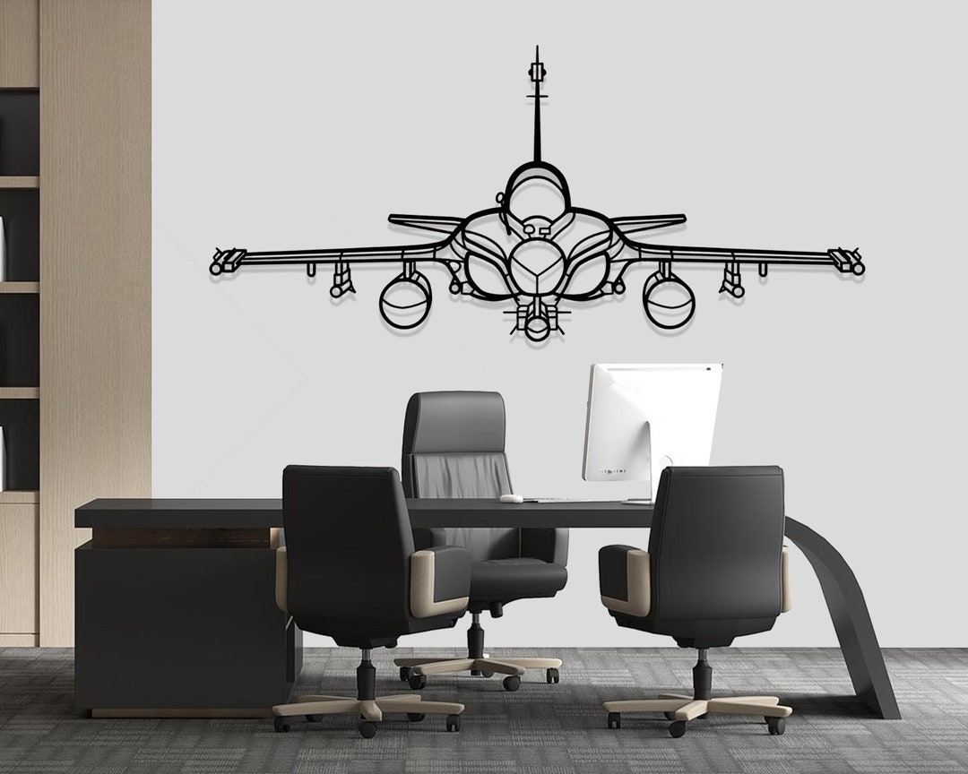 Rafale Avion Silhouette Metal Wall Art, Airplane Silhouette Wall Decor ...