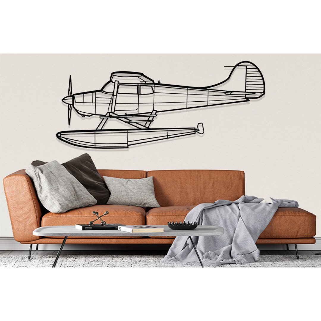 Cessna 170B Float Airplane Silhouette Metal Wall Art, Plane Silhouette ...