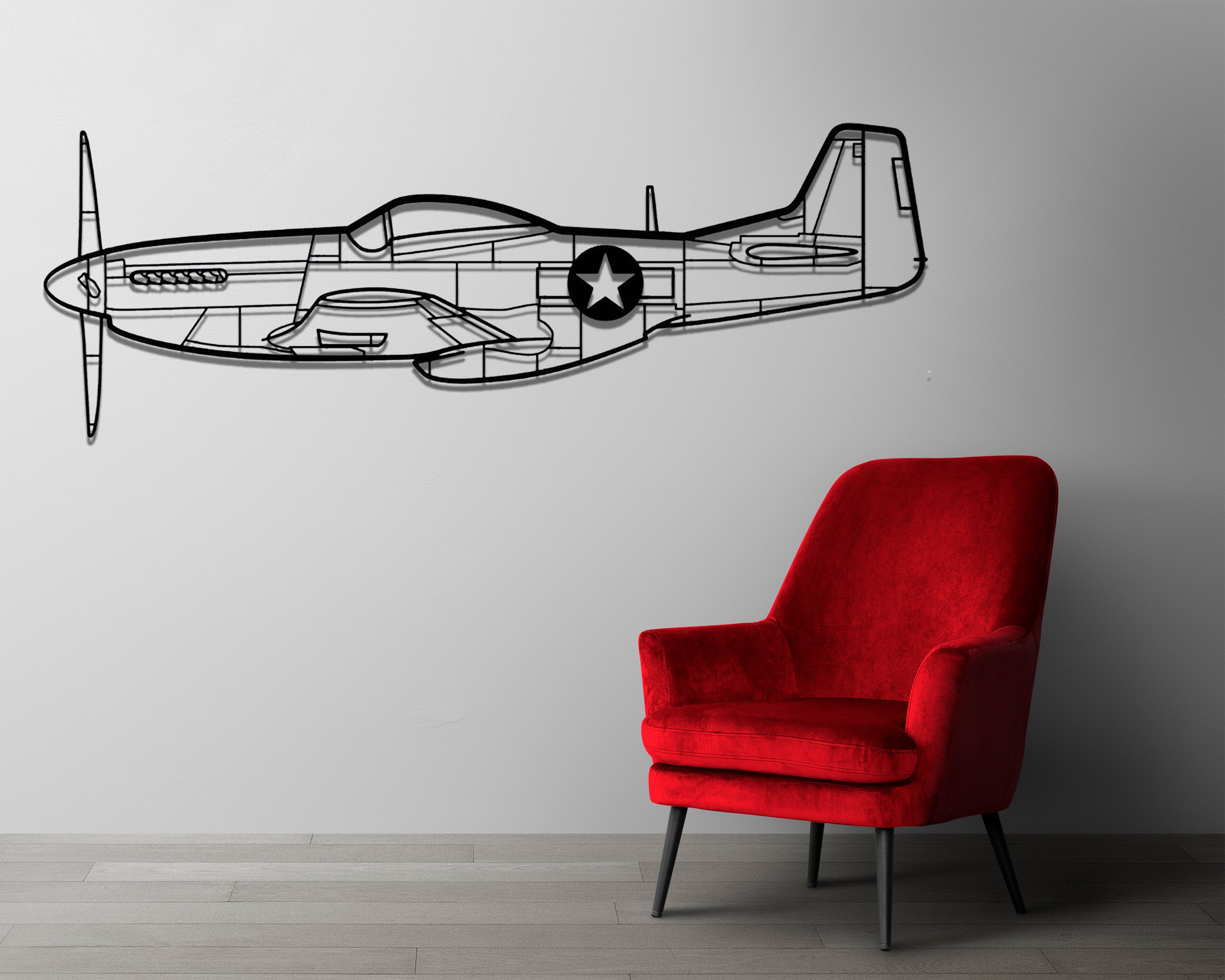 P-51 Mustang Silhouette Metal Wall Art Airplane Silhouette - Etsy