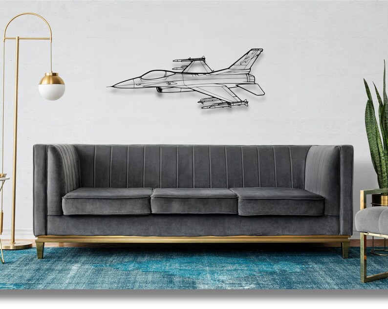 F-16 Fighting Falcon Silhouette Metal Wall Art: Aircraft Decor - Etsy
