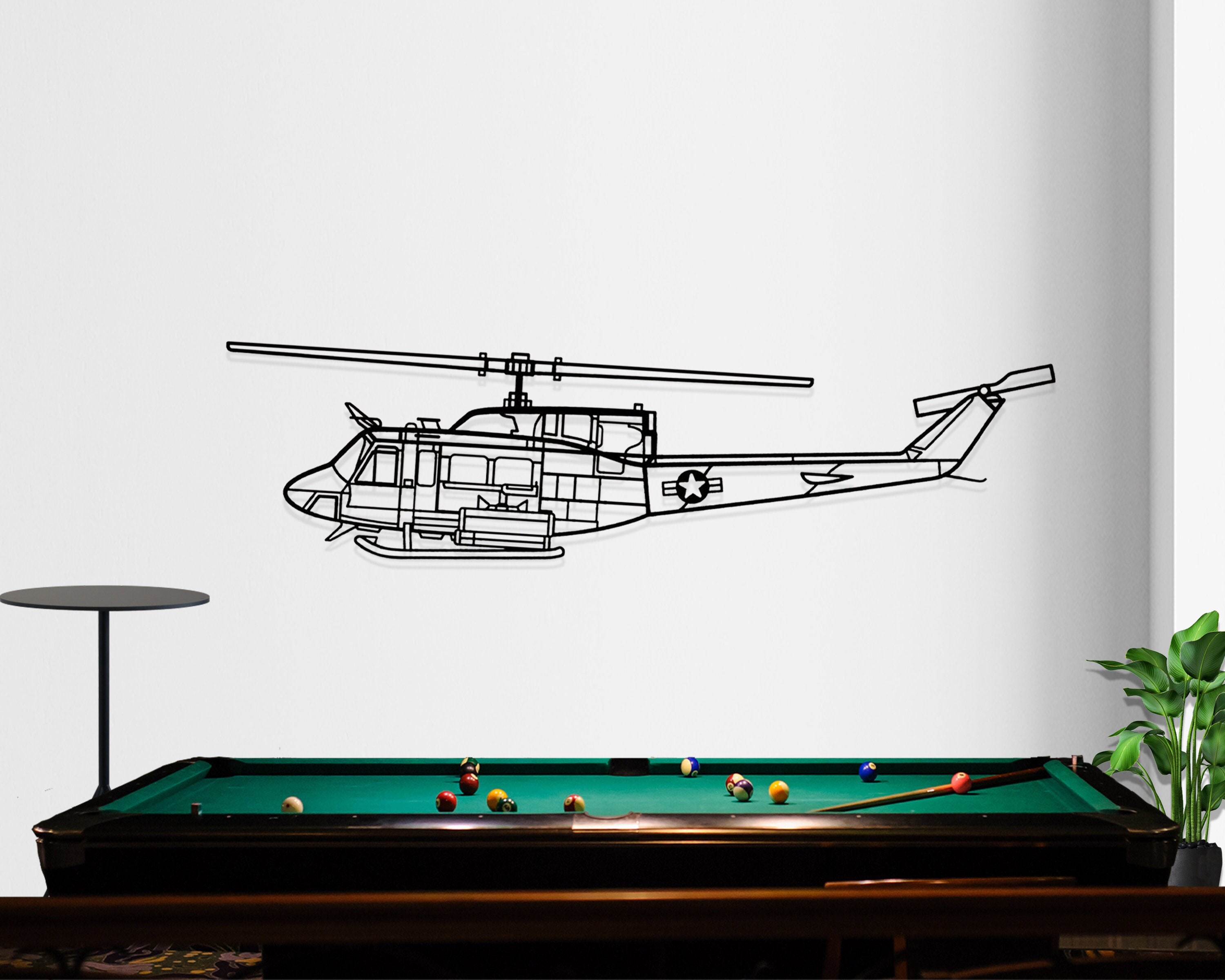UH-1N Huey Helicopter Silhouette: Metal Wall Art Decor - Etsy