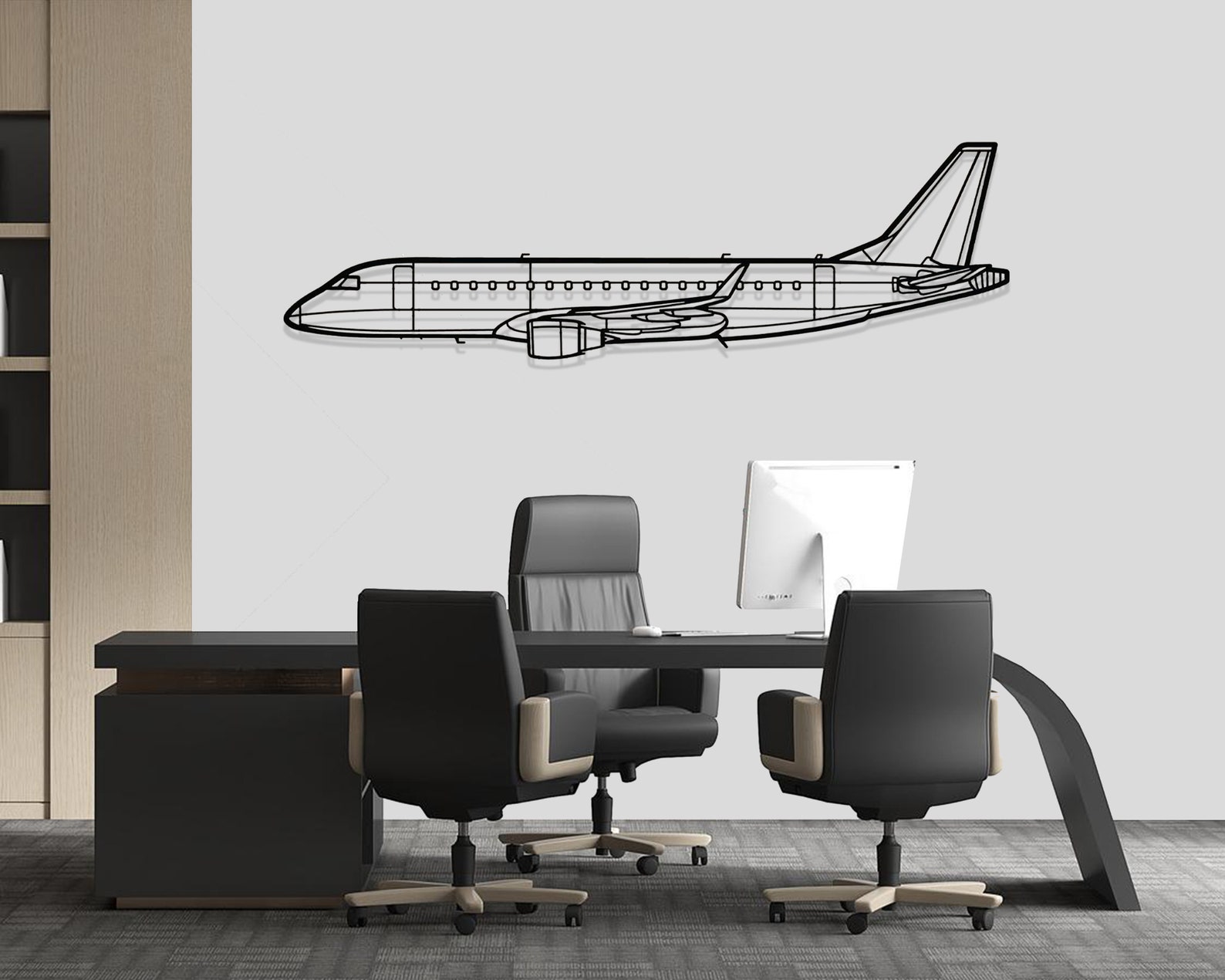 Embraer E175 Airplane Silhouette Metal Wall Art, Plane Silhouette Wall ...