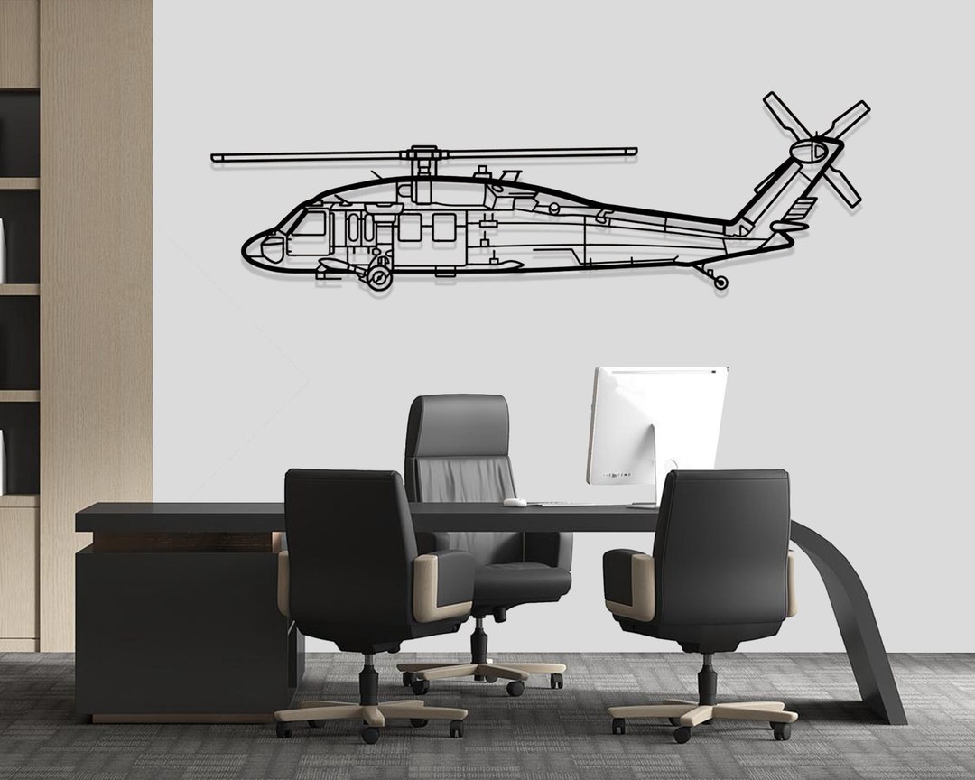 UH-60 Black Hawk Helicopter Silhouette Metal Wall Decor, Airplane ...