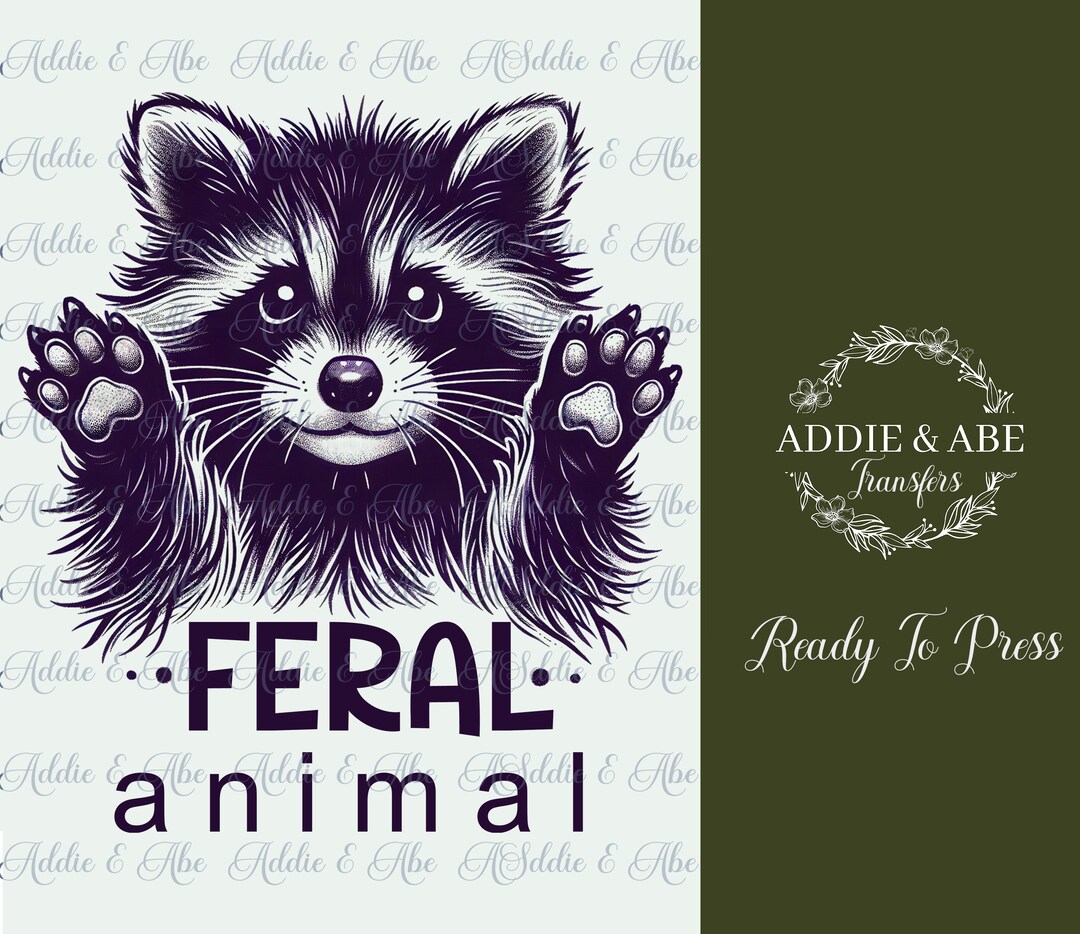 Feral Animal Racoon DTF Transfer| Feral Animal DTF| Kids DTF - Etsy