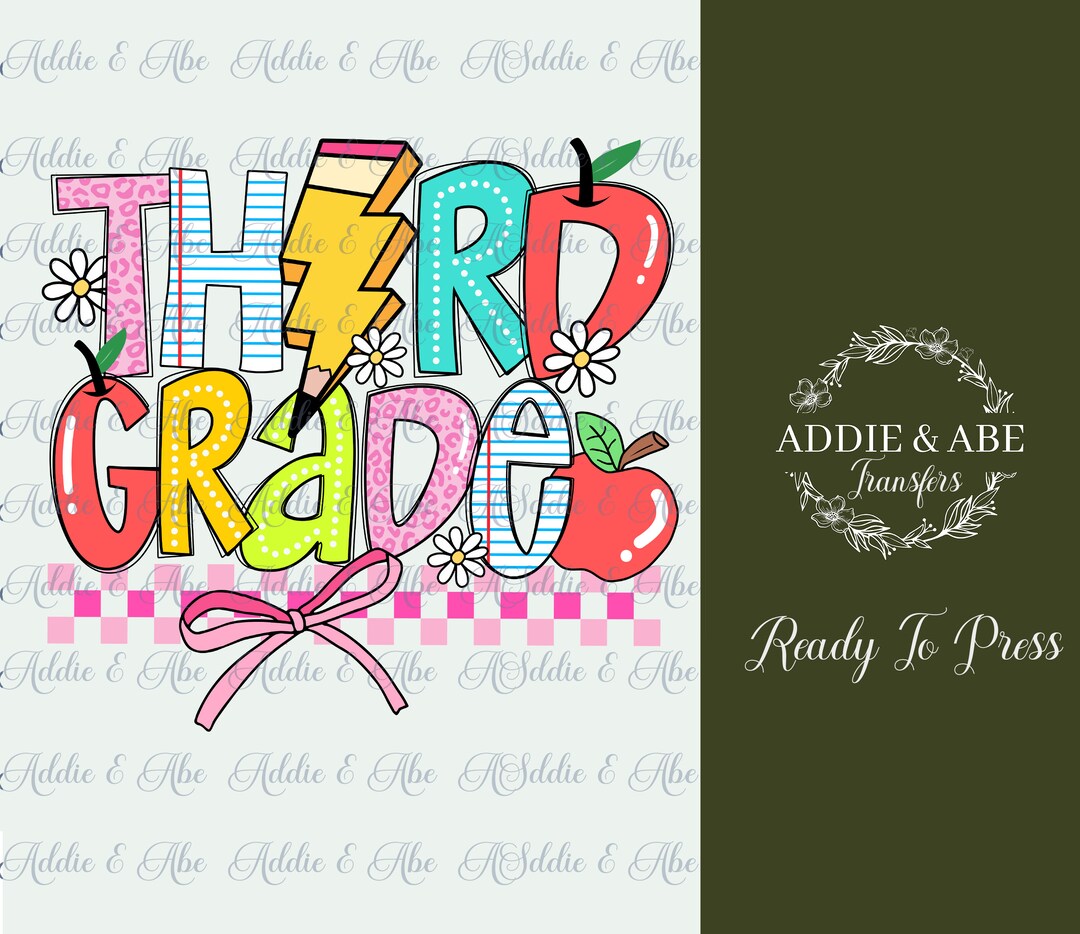 Third Grade Girly DTF Transfer| Back to School DTF Transfer| 3rd Grade ...