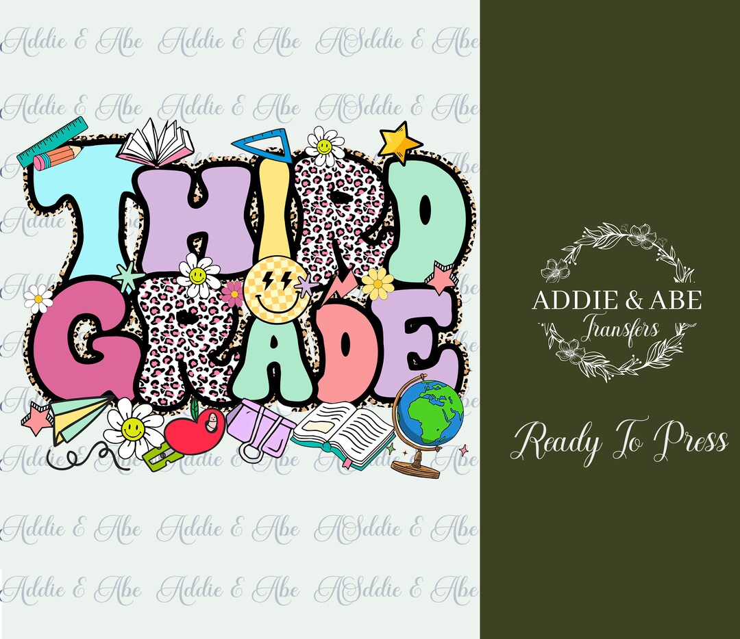 Third Grade Girly DTF Transfer| Back to School DTF Transfer| 3rd Grade ...