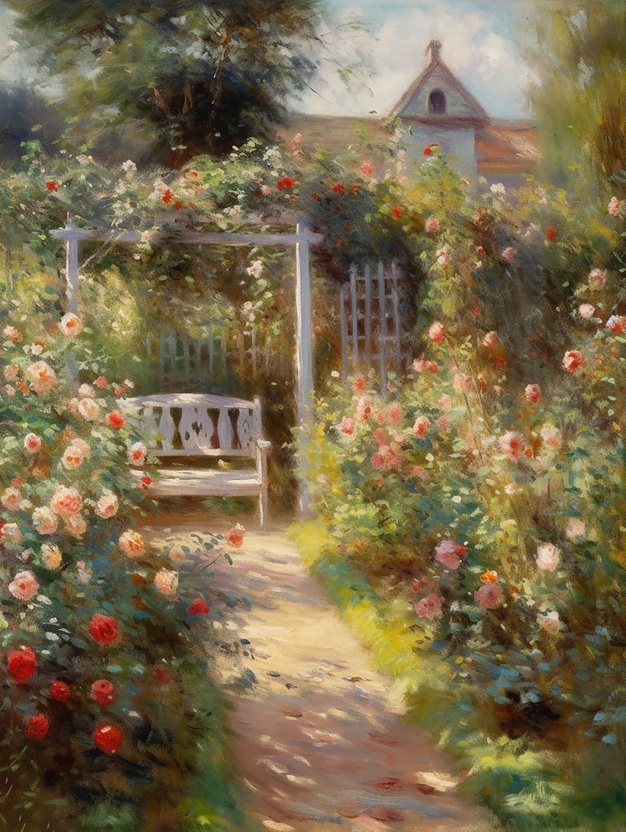English Garden Art | the Rose Garden | Impressionist Art | DIGITAL ...