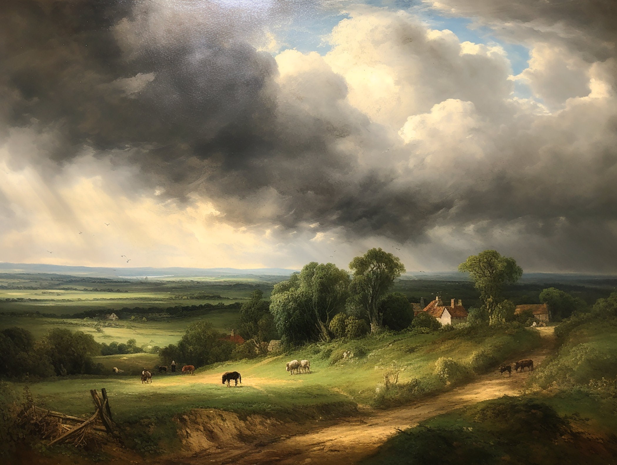 Pastoral Art Summer Storm in the English Countryside Romantic Art ...