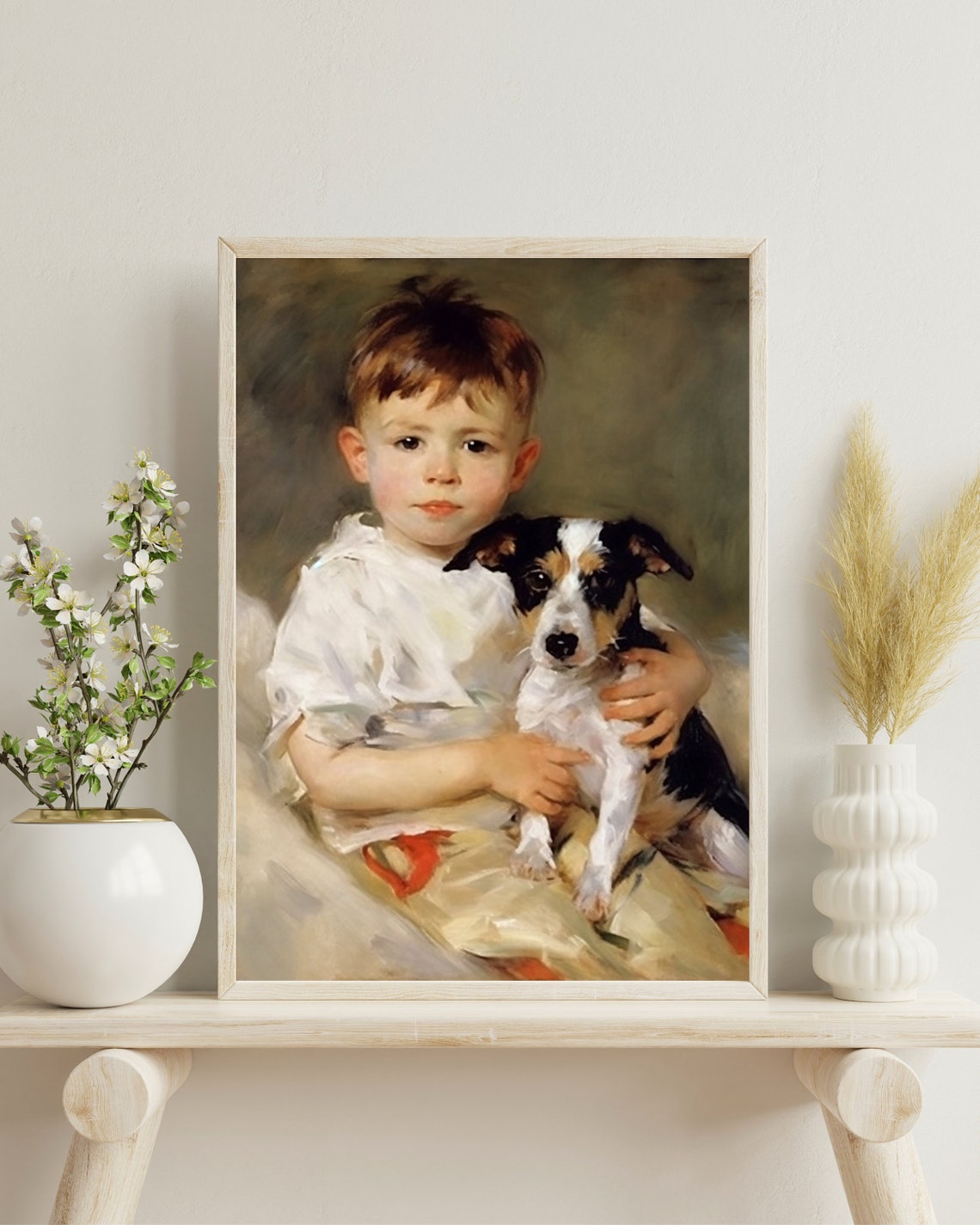 Vintage Portrait Art | Little Boy and His Dog | DIGITAL DOWNLOAD - Etsy