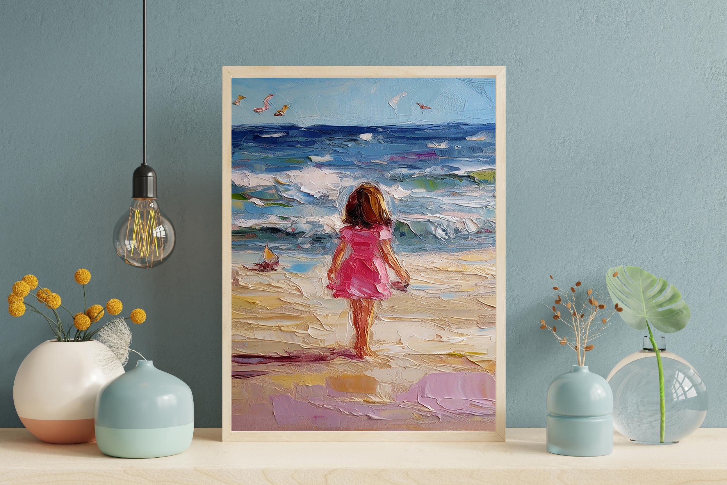 Beautiful Beach Art | Little Girl by the Seaside | DIGITAL DOWNLOAD - Etsy