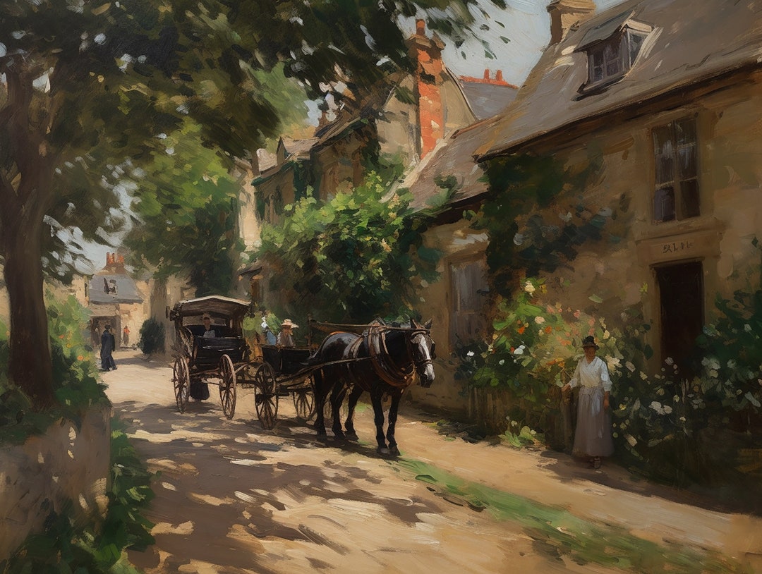 English Countryside Art | Village Street | Impressionist Art | DIGITAL ...