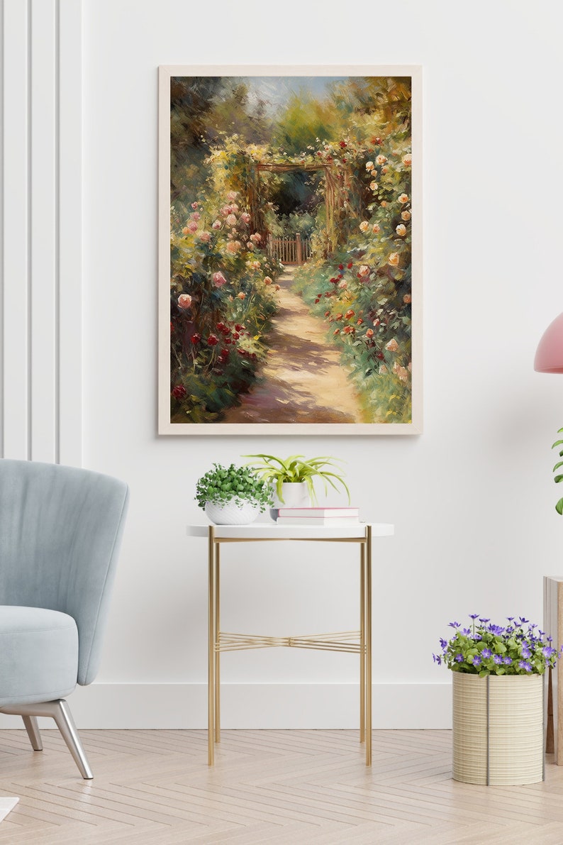 English Garden Art | the Rose Walk | Impressionist Art | DIGITAL ...