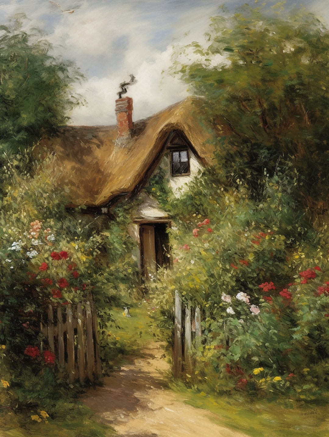 Garden Art | Country Cottage in Summer | Impressionist Art | DIGITAL ...