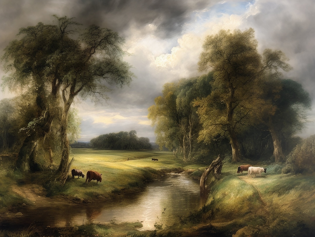 Pastoral Art | Countryside Stream in Summer | Impressionist Art ...