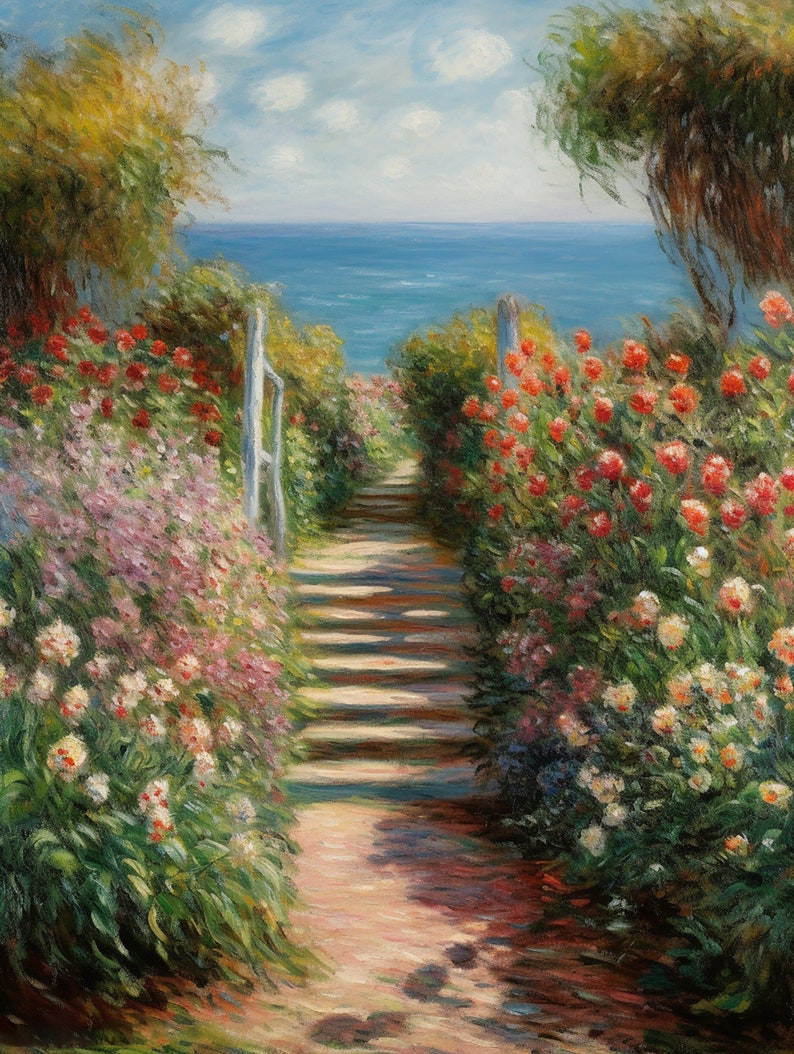 Romantic Art | Cottage Seaside Garden | DIGITAL DOWNLOAD - Etsy