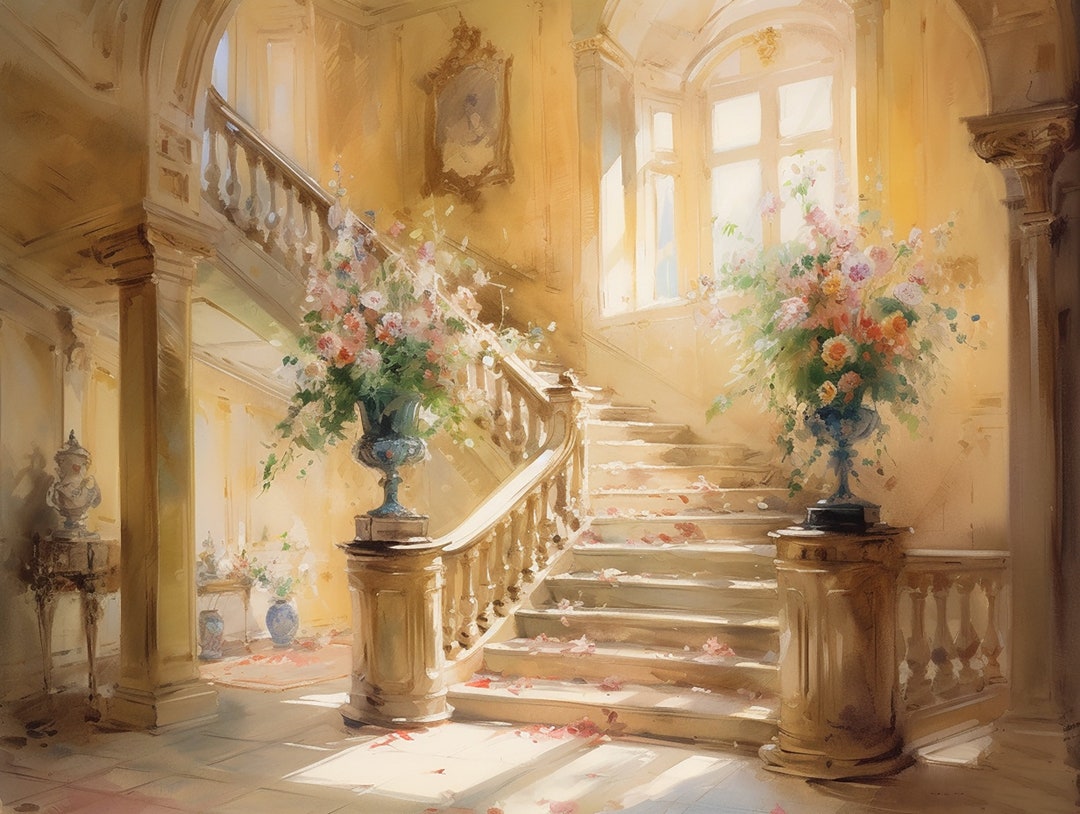 English Regency Art | Grand House Staircase| DIGITAL DOWNLOAD - Etsy