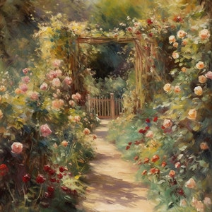 English Garden Art | the Rose Walk | Impressionist Art | DIGITAL ...