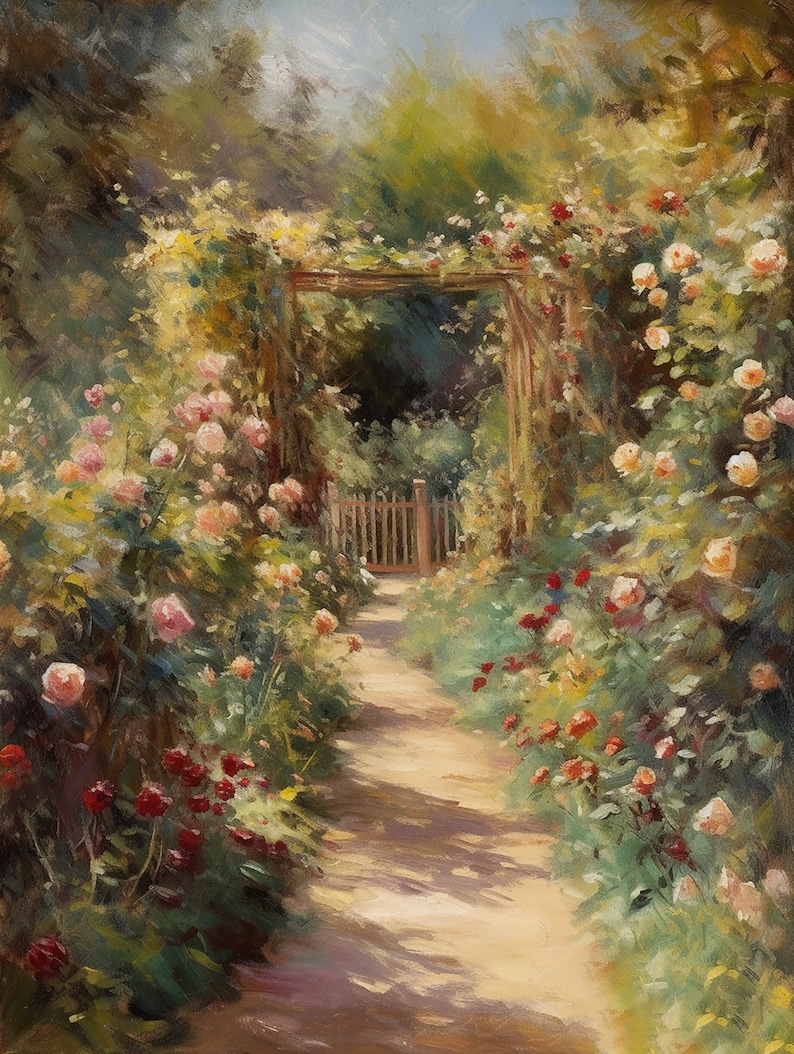 English Garden Art | the Rose Walk | Impressionist Art | DIGITAL ...