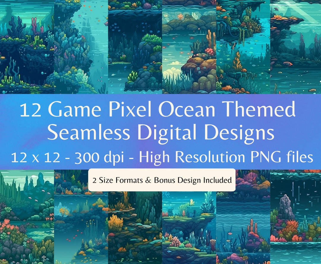 12 Seamless Game Pixel Ocean Landscape Digital Download - Etsy