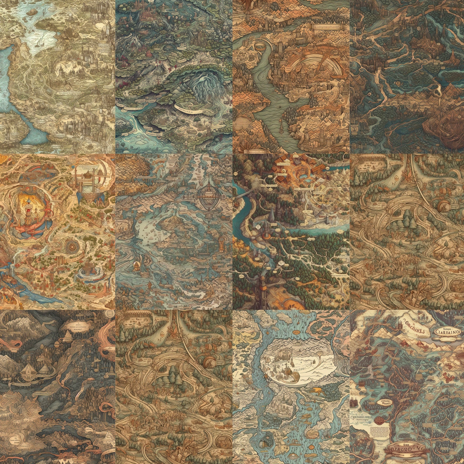 12 Seamless Fantasy Realm Map Inspired Patterns Digital - Etsy