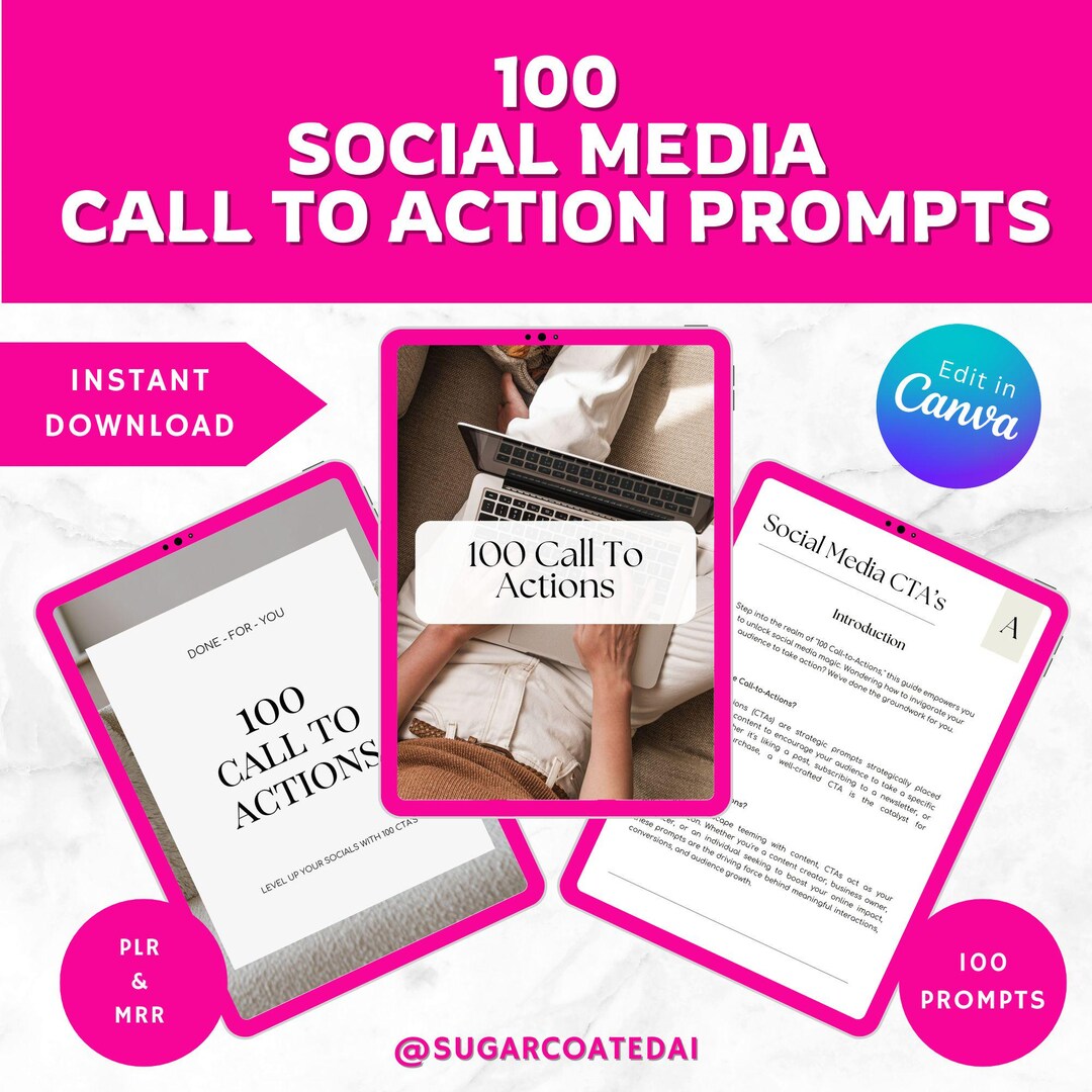 100 Social Media Call-to-action Prompts With MRR PLR Digital Products ...