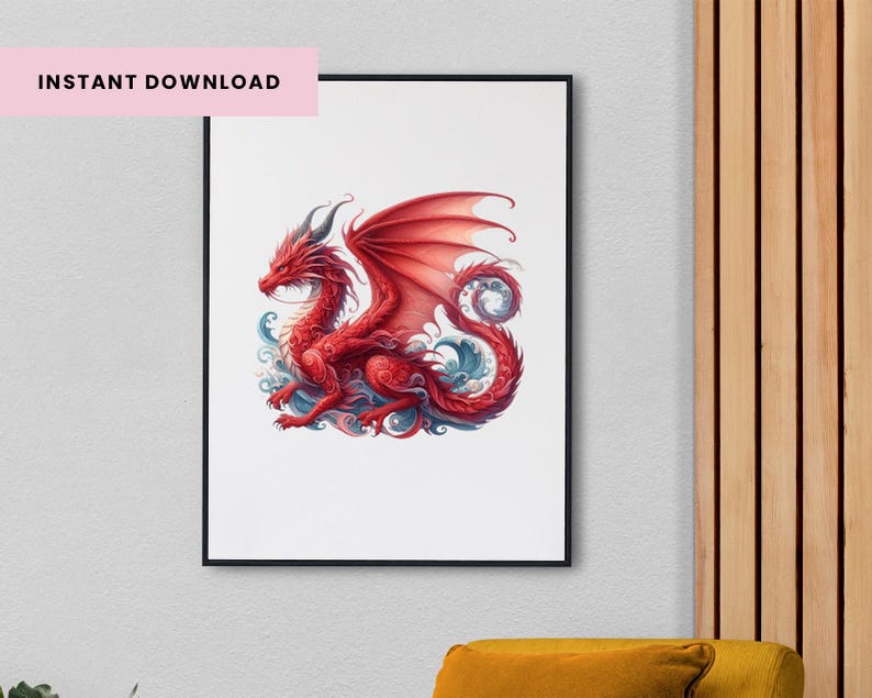60 Fantasy Watercolor Dragon PNG Clipart, Elemental, Mystical, Gothic ...