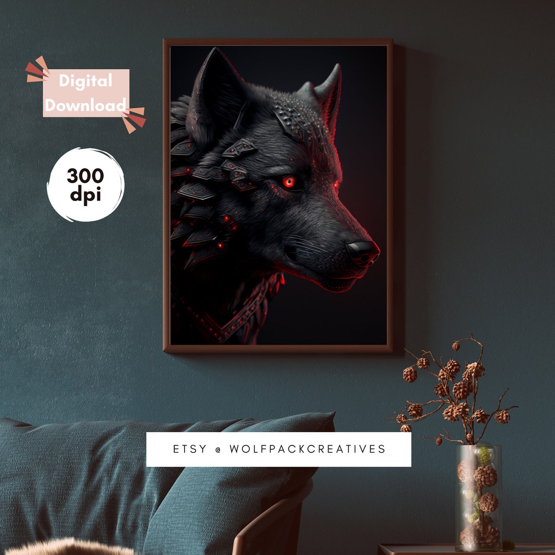 Half Mechanic Realistic Wolf Picture Modern Digital Download - Etsy