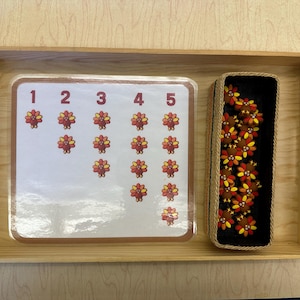 Montessori Counting Activity With Turkey, Thanksgiving Math Activity ...