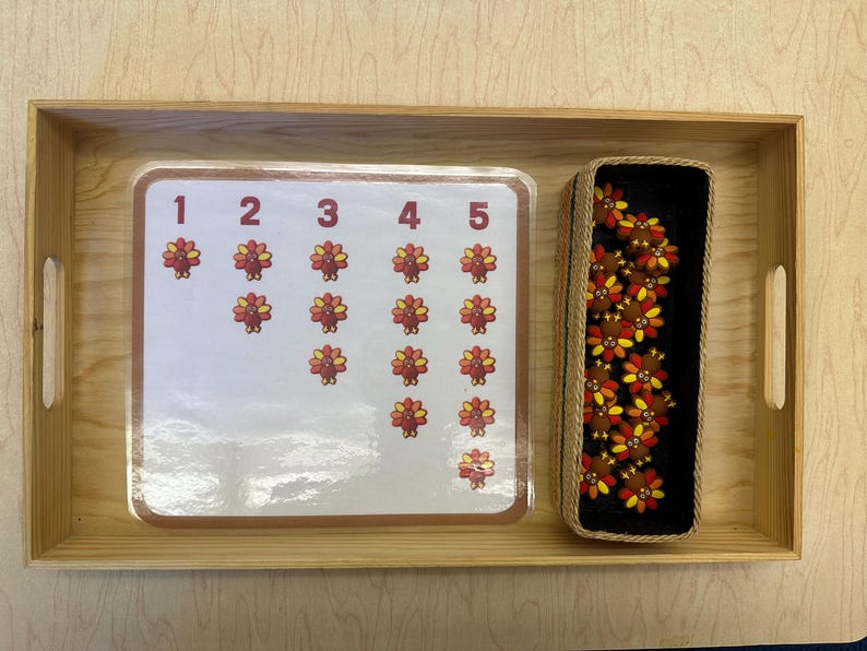 Montessori Counting Activity With Turkey, Thanksgiving Math Activity ...