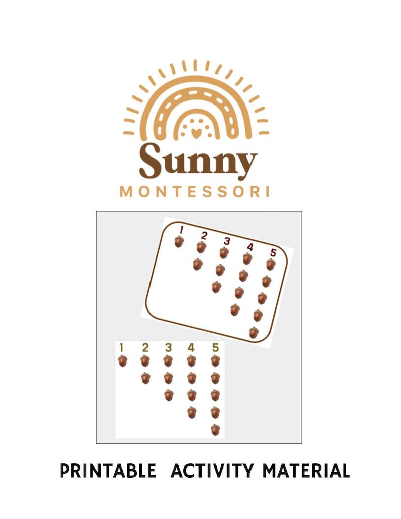 Montessori Counting Activity With Acorn, Fall Math Activity for ...