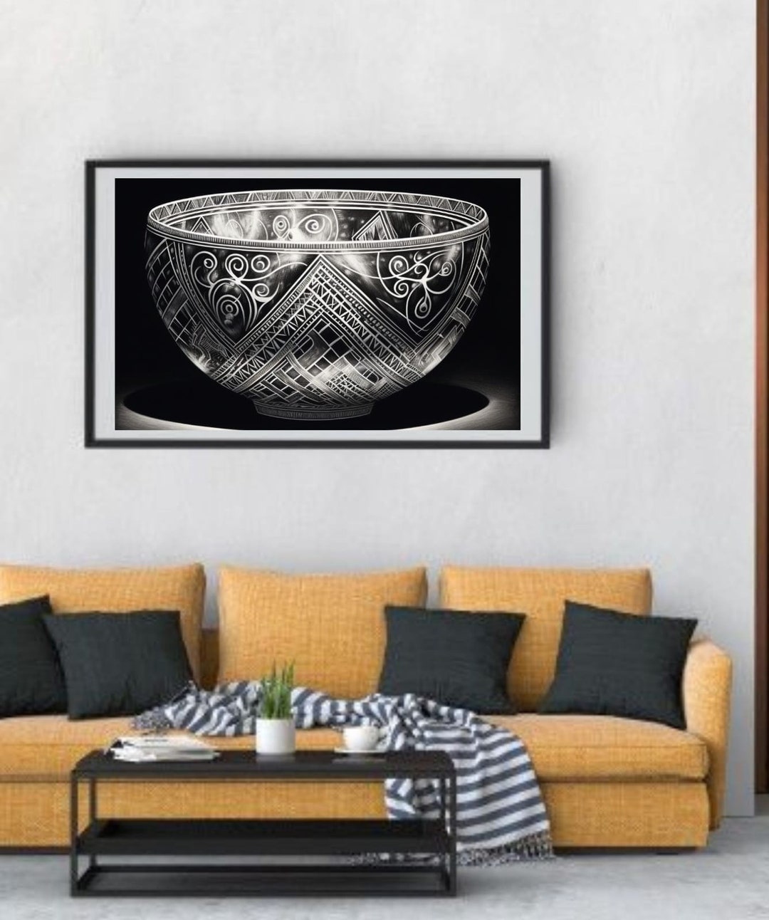 Sunken Dish,simplified Dish,black and White,geometric Shapes,fine Lines ...