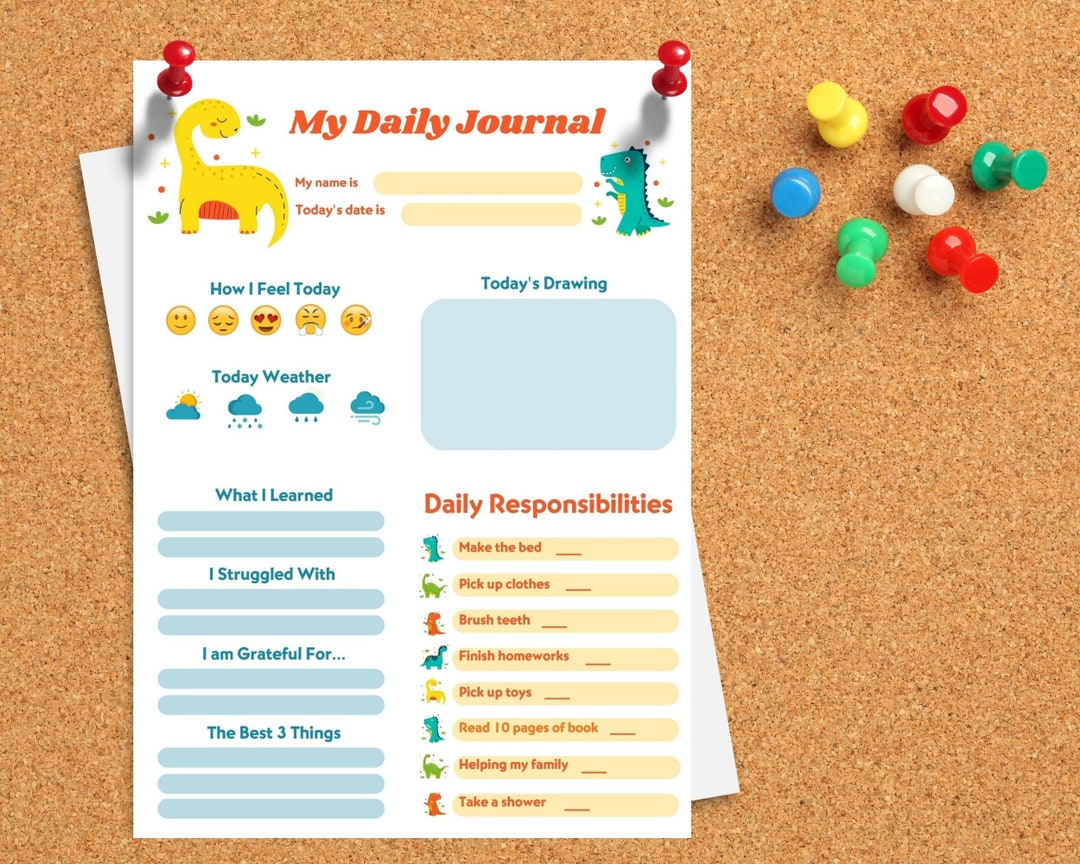 Kids Daily Journal Printable Printable Journal for Kids Kids - Etsy