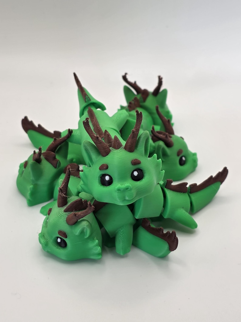 Forest Dragon – 3D Printed Mini Dragon Figure – 10 cm Long – Handmade ...