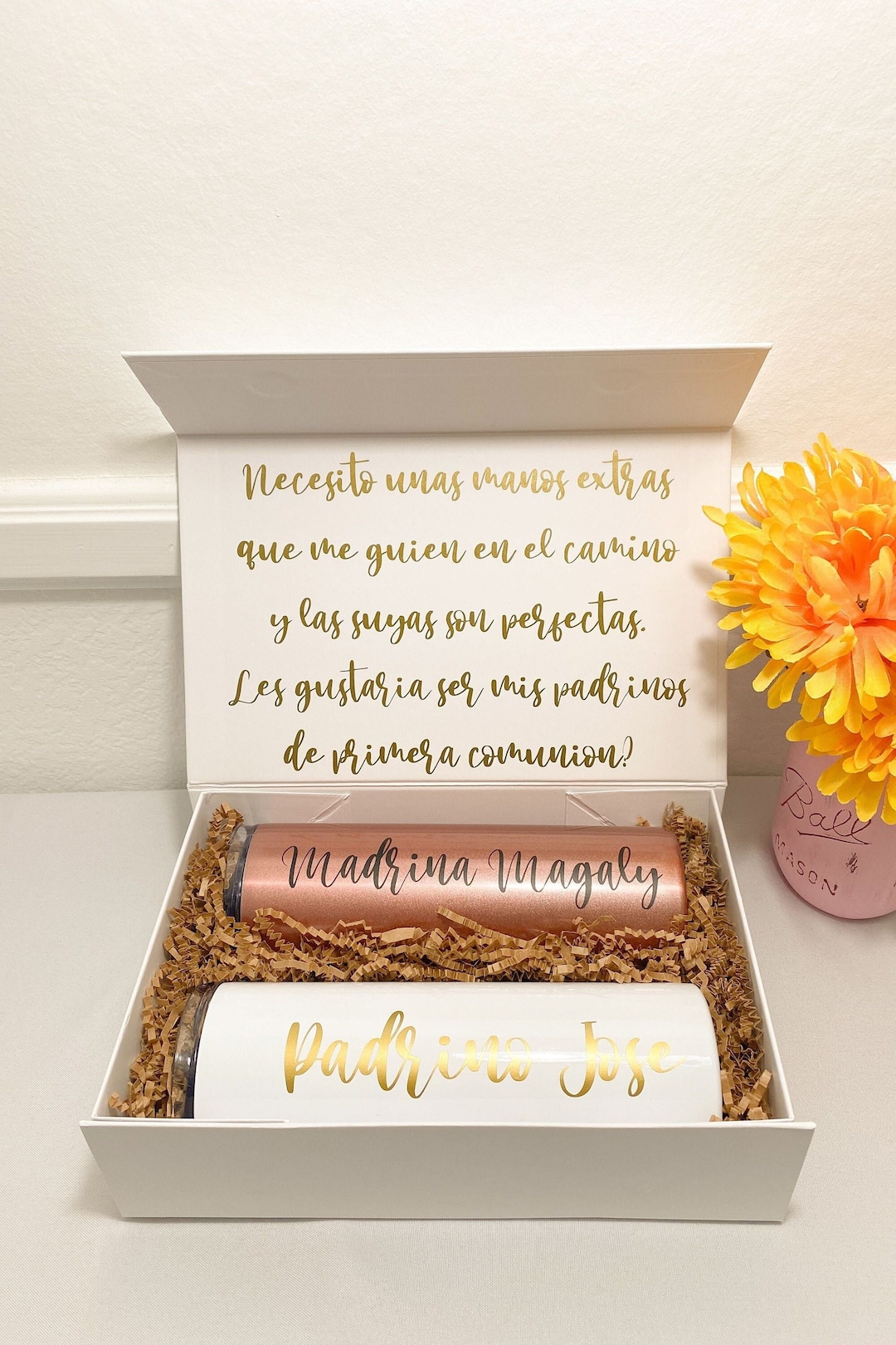 Caja De Padrinos Quieren Ser Mis Padrinos Godparents Tumbler Box God ...