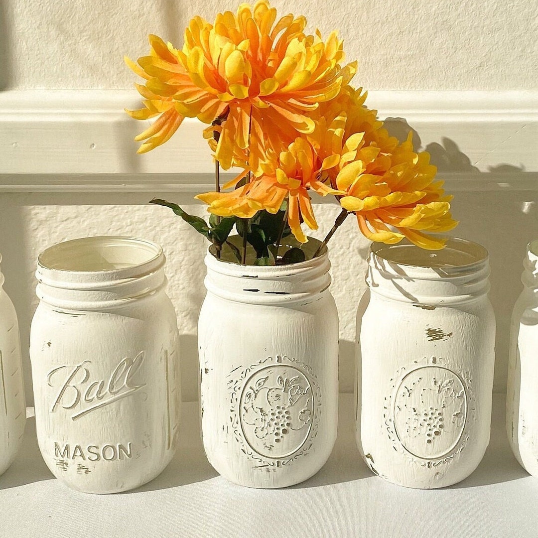 Painted Mason Jar Decoration for Wedding Rustic Mason Jar Decor for ...