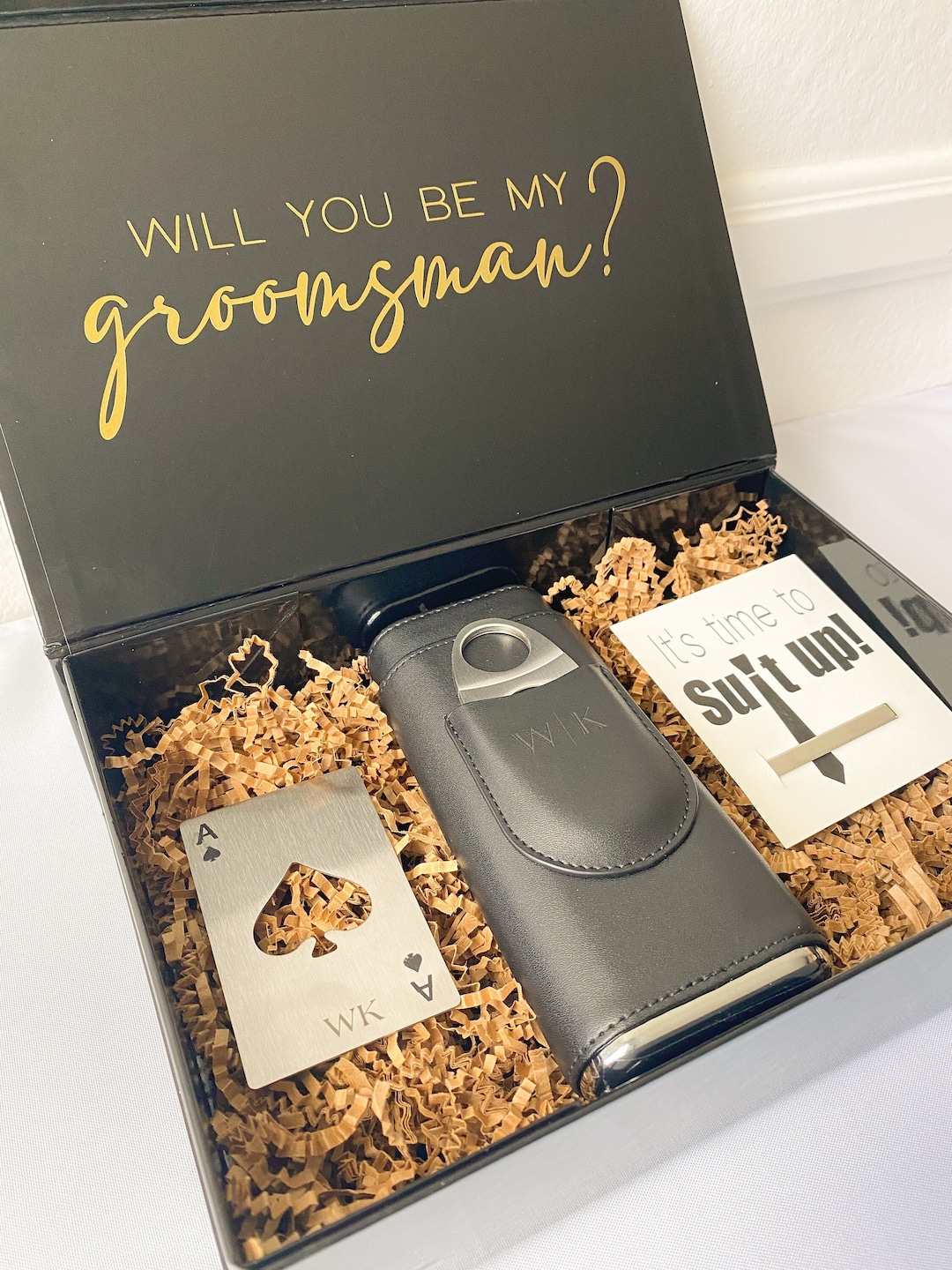 Personalized Best Man Proposal Gift Box With Cigar Case Custom Gift for ...