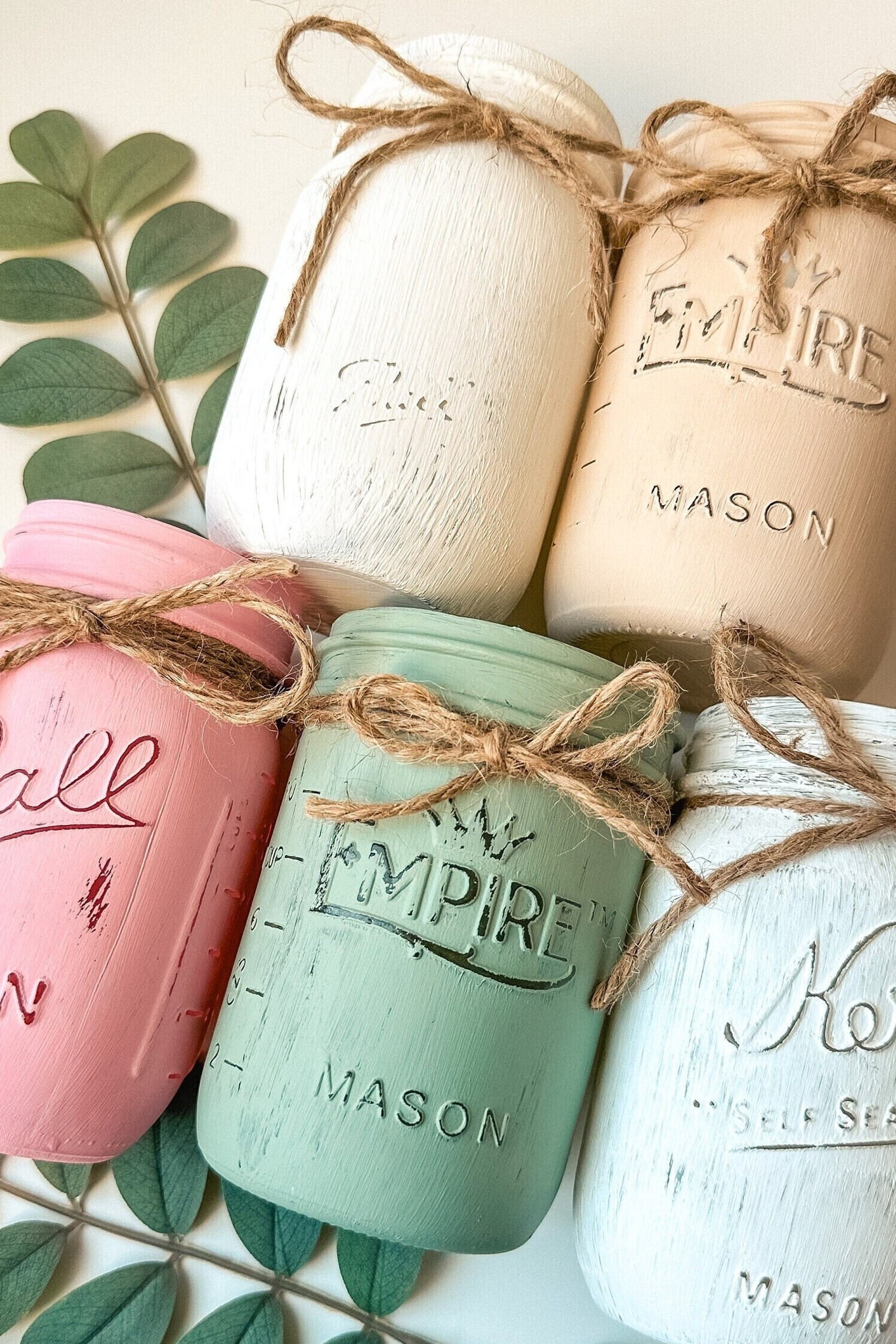 Painted Mason Jars Centerpiece Rustic Wedding Custom Rustic Jars for ...