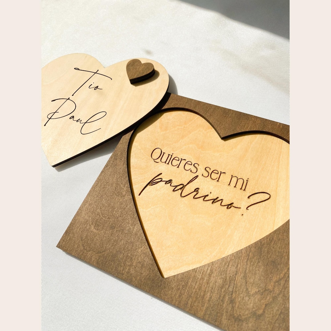 Quieres Ser Mi Padrino Proposal Card Unique Wood Godfather Proposal