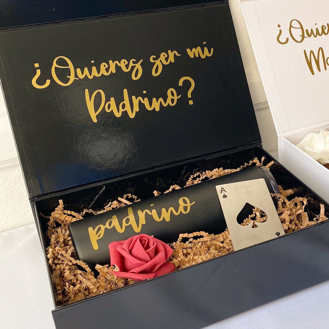 Quieres Ser Mi Padrino Proposal Box Padrino Proposal in Spanish Bautizo Padrino De Primera ...