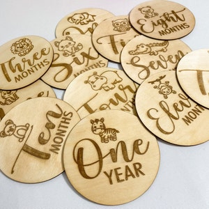 Baby Month Wood Milestones Photo Props With Animals Monthly Milestone ...