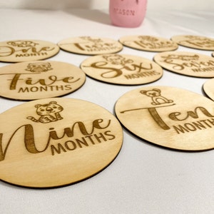 Baby Month Wood Milestones Photo Props With Animals Monthly Milestone ...