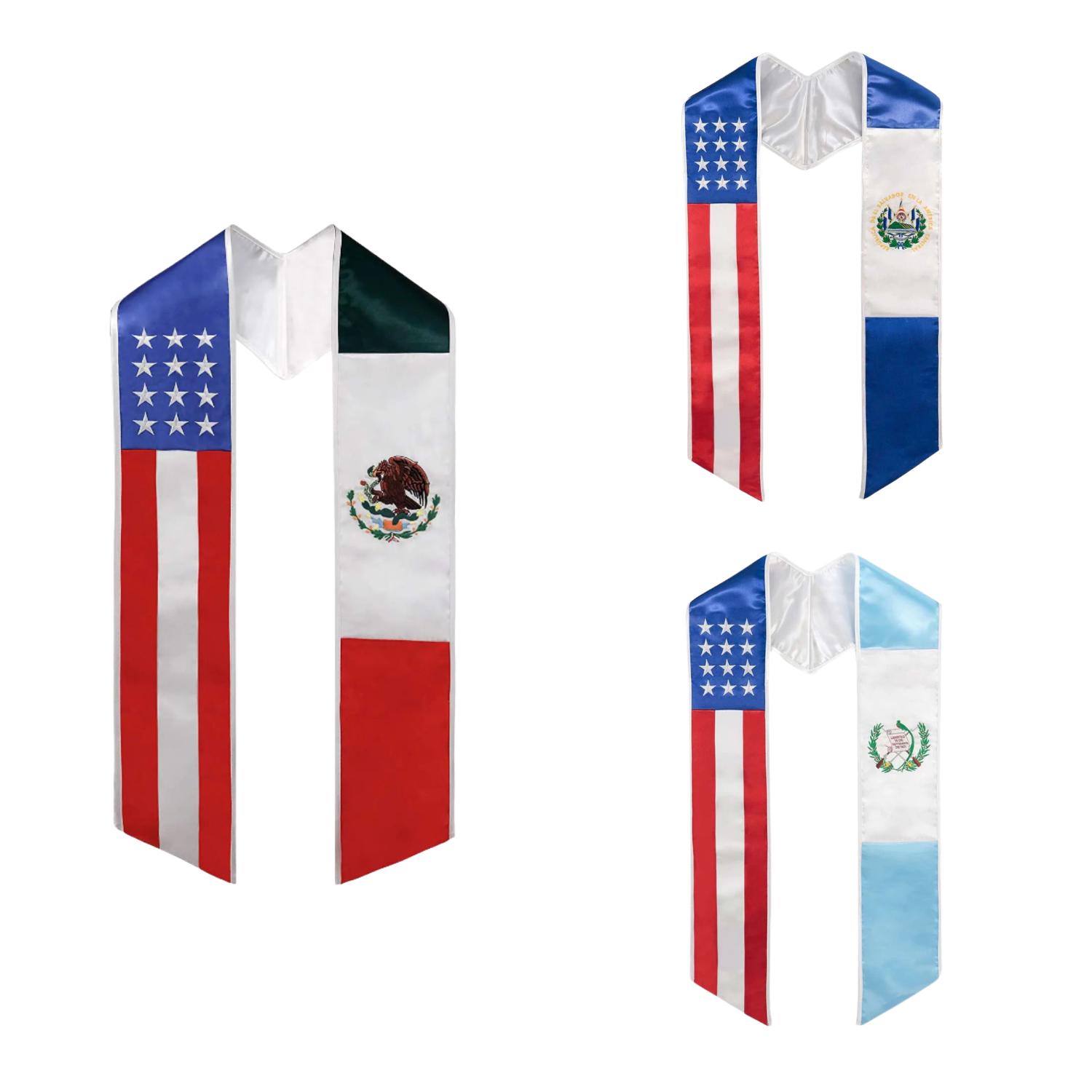 Custom Nation/country Flag Graduation Stoles/sash Mexican Salvadoran ...