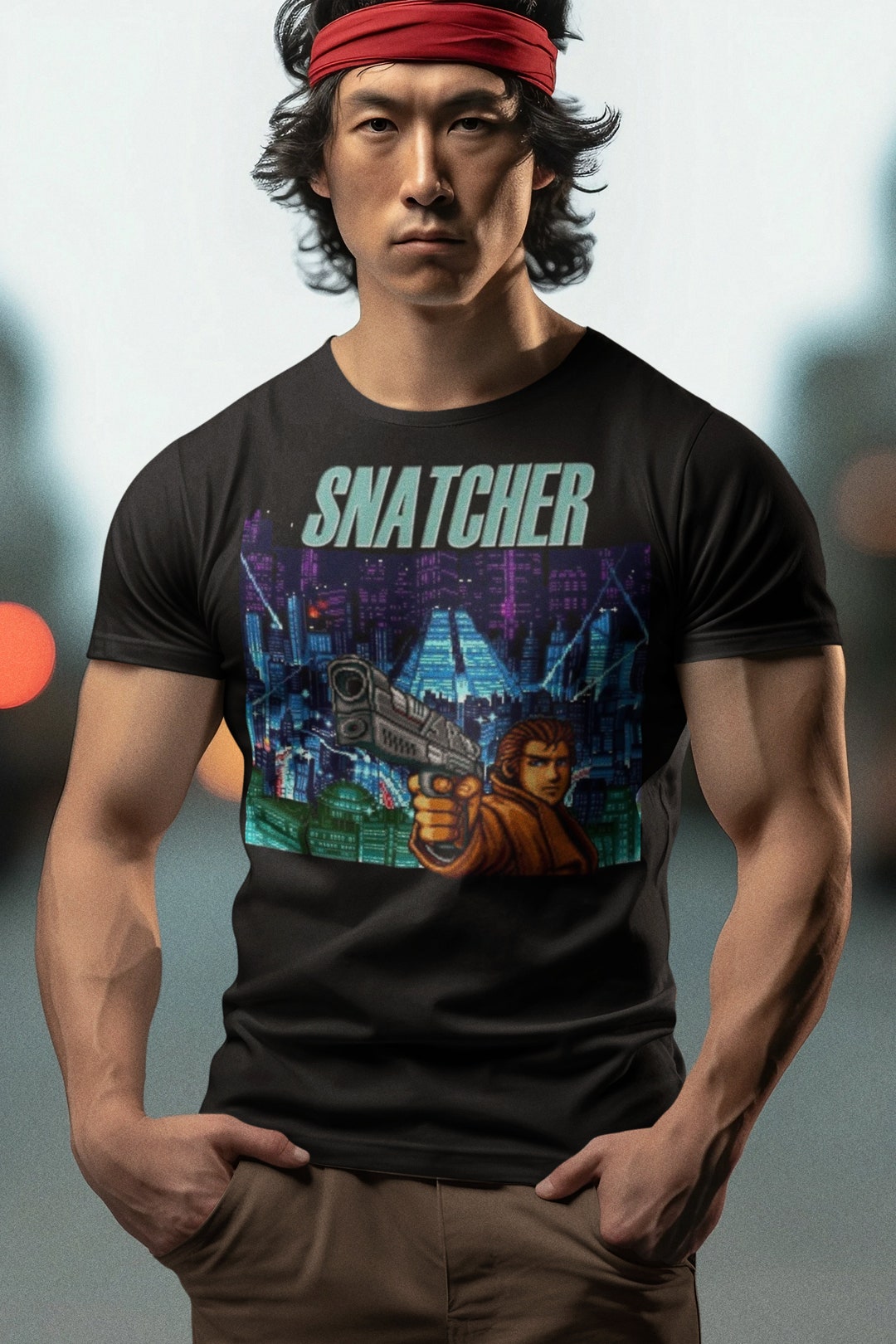 Snatcher Cyberpunk Retro Game Graphic Tee Camiseta gráfica Retro Gaming ...