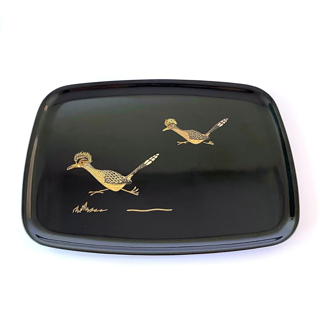 Vintage Black Resin Roadrunner Tray by Couroc - Etsy